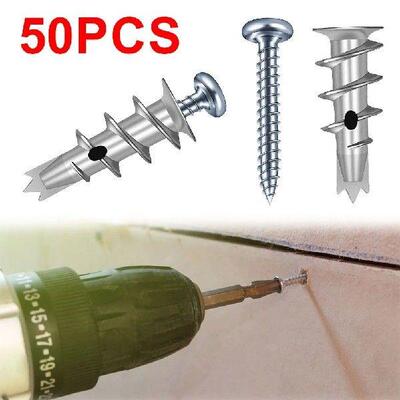 50pcs Zinc Self Drilling Drywall Anchors Hollow Wall