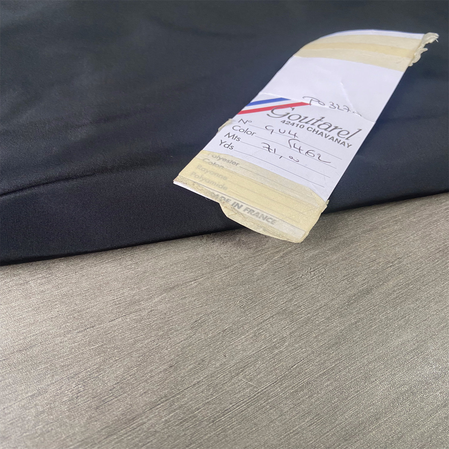纯黑色法国GOUTAREL涤纶塔夫绸廓感时装面料定制礼服裙布料