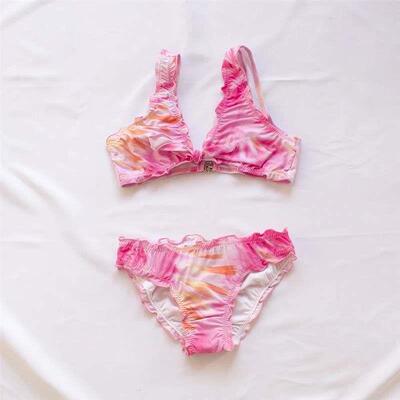 38Years Falbala Tie Dye Kids Girls Bandage Bikinis 2024 Gra
