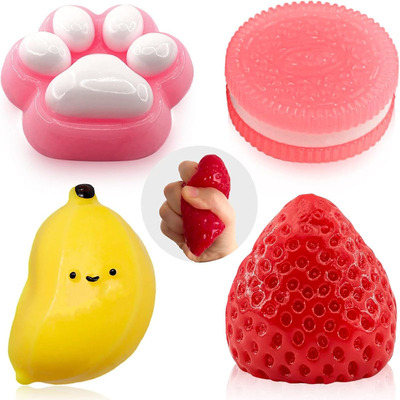 4件套香蕉奥利奥草莓猫爪捏捏乐