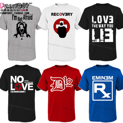 人气埃米纳姆eminem阿姆t恤D12 欧美摇滚RAP嘻哈大码休闲纯棉短袖