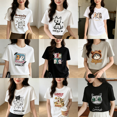 软萌狗狗印花短袖夏季减龄休闲t