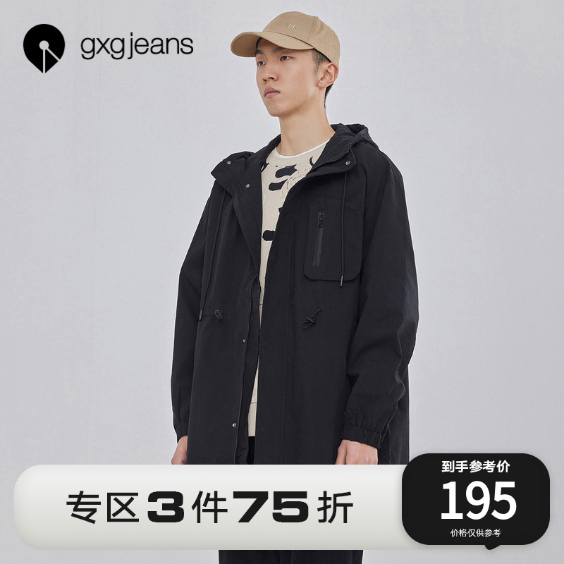 清仓gxg jeans男装2021春季新款风衣时尚工装风街头风外套男潮_虎窝淘