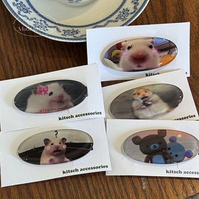 进口kitsch椭圆夹可爱仓鼠鸭嘴夹