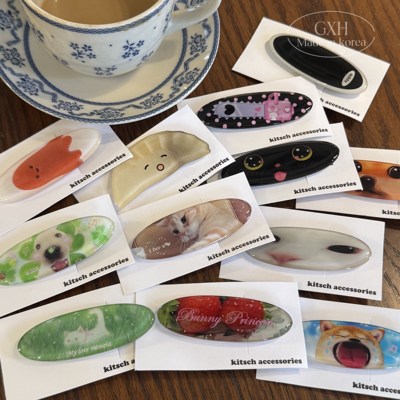 东大门kitsch发夹萌宠猫咪椭圆夹