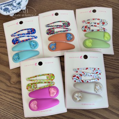 originalpompom荧光色水滴夹