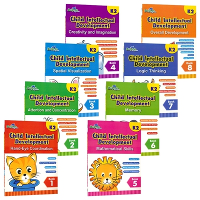 Dolphin K2 Child Intellectual Development Book 1-8 新加坡数学 学龄前智力发展训练  手眼协调 注意力 创造力英文原版进口图书