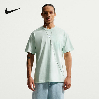 NIKE耐克男T恤夏新款刺绣logo宽松圆领短袖上衣针织衫 IH1122-394