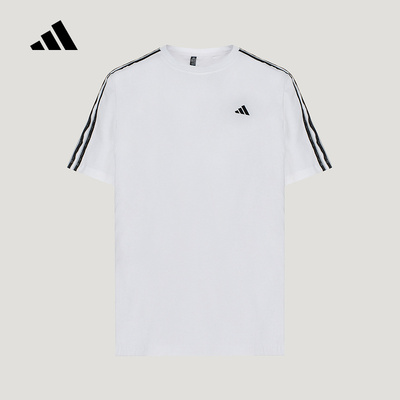 adidas阿迪达斯蕾丝三条纹半袖女宽松棉质BOYFRIEND短袖T恤KZ1540