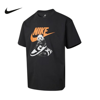 Nike耐克短袖男夏季黑白DUNK熊猫印花透气圆领运动T恤HQ9245-100