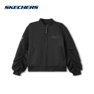 Skechers斯凯奇女士秋冬裥棉夹克宽松百搭棉服外套 L126W009/0018