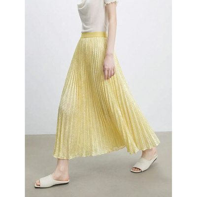 知合堂新款高腰显瘦褶皱半身裙