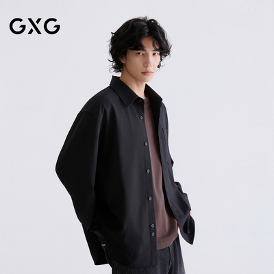GXG男装 胸前绣花翻领长袖衬衫 2026年春季G26A031001