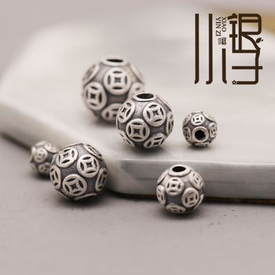 足银3d硬银金钱珠多尺寸圆珠隔珠