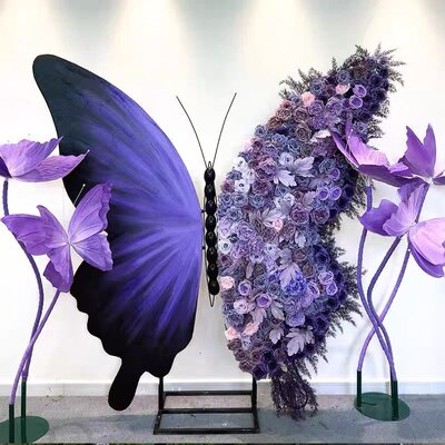 紫色巨型蝴蝶装饰摆件商场