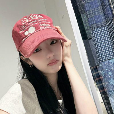 韩国AEAE潮牌字母刺绣棒球帽男女鸭舌帽迷彩 张康乐申有娜ins超火