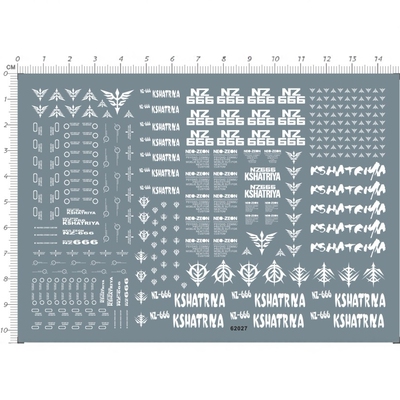 62027 HG ZEON NZ-666 KSHATRIYA 刹帝利gd水贴10x14 白色 金色