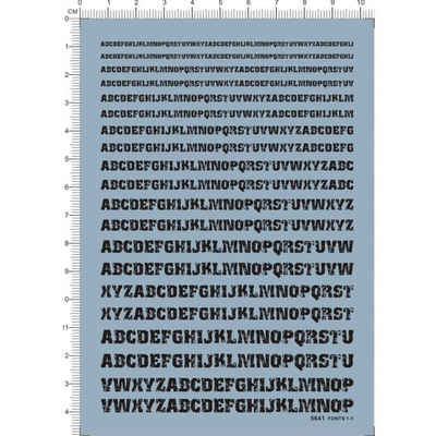 FONTS 1-1 英文数字字体模型用水贴 5641 黑