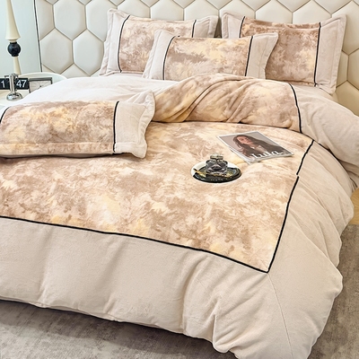 高级秋冬季牛奶水晶绒三四件套