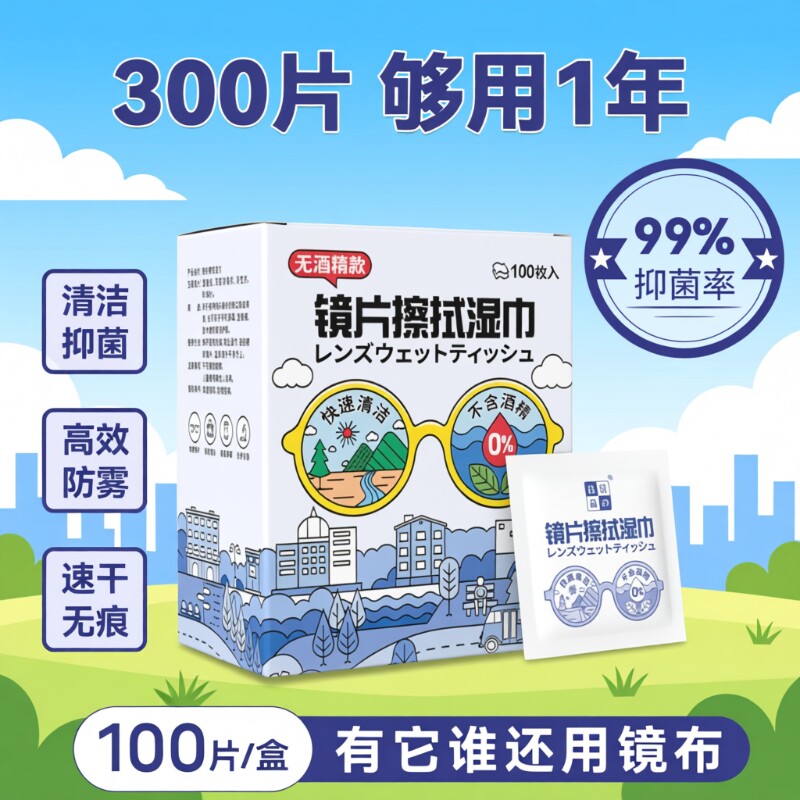 眼镜湿巾布眼镜清洁擦镜纸擦拭布专用眼镜布一次性湿纸巾镜片防雾