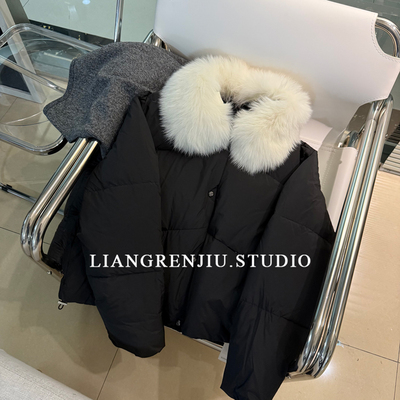 毛毛毛领百搭纯色羽绒服