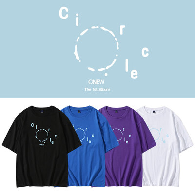 SHINee温流ONEW专circle周边同款短袖T恤宽松圆领落肩打歌衣服