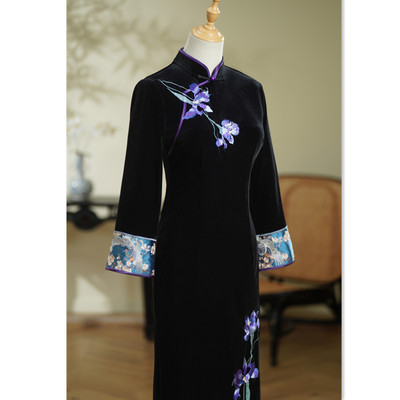 quality cheongsam chinese traditional qipao dress旗袍丝绒