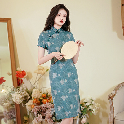 chinese style dress qipao women elegant cheongsams short