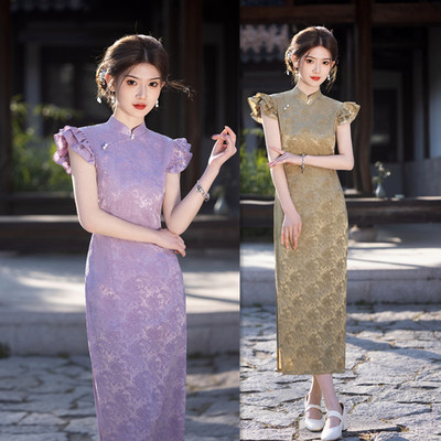 high-end cheongsam chinese traditional qipao dress旗袍艾旗绣