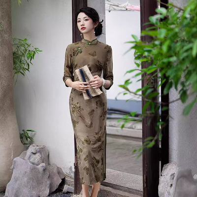 chinese dress cheongsam women qipao改良素雅旗袍复古民国风