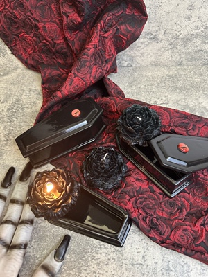 低温蜡黑棺牡丹 陶瓷棺材情趣香薰蜡烛 两朵 礼盒包装