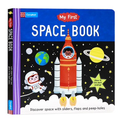 我的第一本太空书 英文原版绘本 My First Space Book 幼儿童太空科普STEAM知识启蒙推拉翻翻书操作纸板书 精装大开本 Campbell
