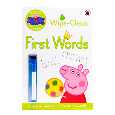 进口英文原版正版 Peppa Pig Practise with Peppa Wipe-Clean First Words 粉红猪刷刷笔 单词 小猪佩奇 可重复擦写 佩佩猪