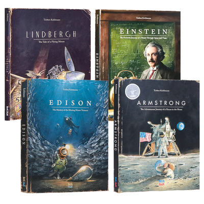 传奇小鼠冒险系列  英文原版绘本Armstrong/Edison/ Lindbergh/Einstein 获奖名家全彩插画版英语精装绘本 Torben Kuhlmann