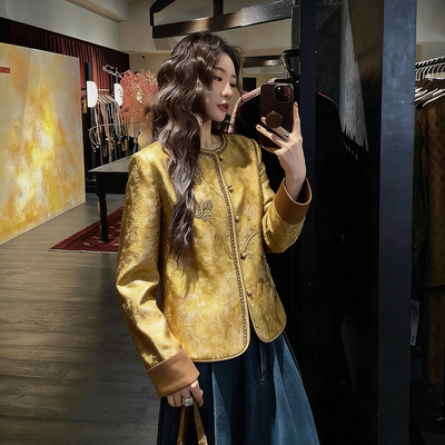 多多高档提花刺绣短款外套圆领上衣短外套(大货速发)ALM0149877