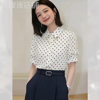 漂亮绝美Polo领波点短袖衬衫女装夏季2026年新款减龄独特别致小衫