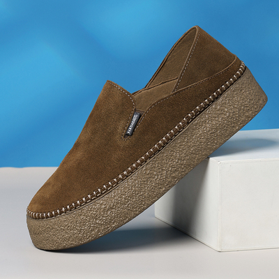 帕达索勃肯鞋复古轻质厚底男鞋一脚蹬乐福鞋反绒牛皮懒人鞋250502