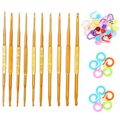 Doule End Crochet Hook,Golden Aluminum Crochet Needles,Knit