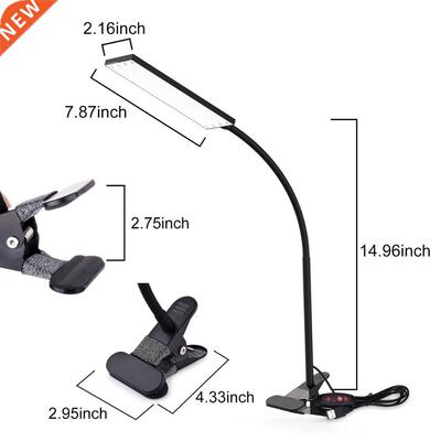 48W LED Clip on Desk Lamp with 3 Modes 14 Brightness 2M Ca