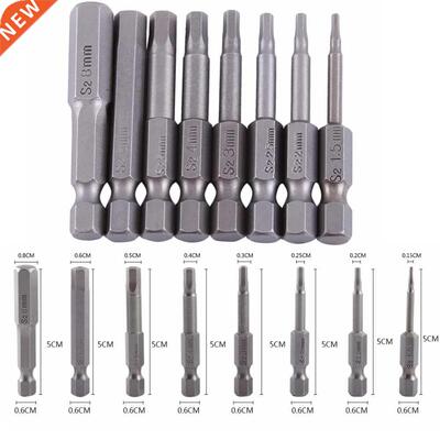 8pcs Hex Bit Set H1.5-H8 50mm 1/4 Inch Non-slip Hex Shank Ex