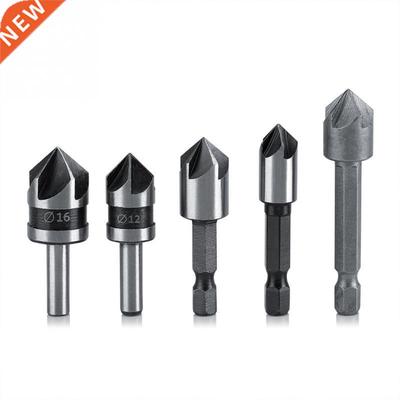 5pcs HSS Countersink Bits 5 Flutes Drills Chamfering Cutter