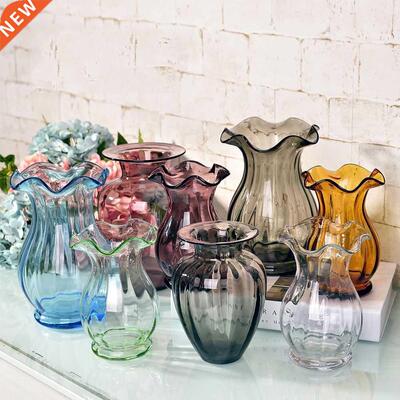 Creative Glass Vase Decoration Tabletop Color Glass Vase Han