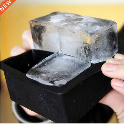 4-Cavity Large Silicone Drink Ice Cube Pudding Jelly Soap Mo