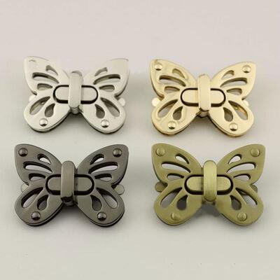 Metal Butterfly Turn Lock Buckle Twist Lock Clasp For Leathe