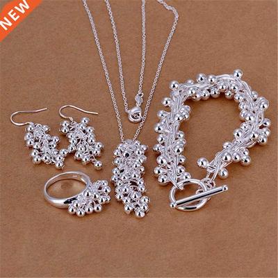 Fashion 925 Silver Jewelry set earrings bracelet rings neck