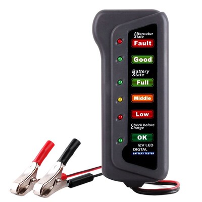 Car Battery Tester 12V 6 LED Light Auto Digital Alternator