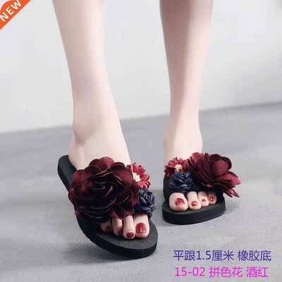Summer flower flat shoes sand newins style shoes out of sea