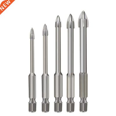 5Pcs Carbide Cross Hex Shank Tile Bits Multifunctional Glass