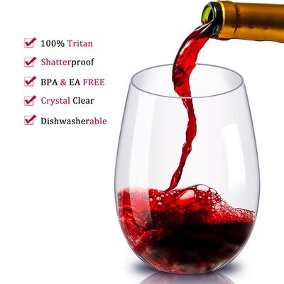 4pc/set Shatterproof Plastic Wine Glass Unbreakable PCTG Red