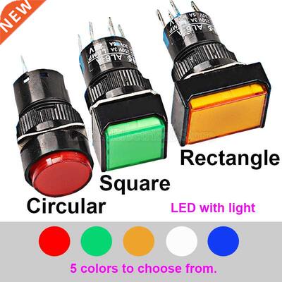 Green 16mm LA16 LED Light Push Button Switch Self-locking/L